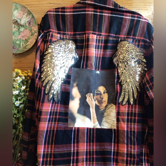 None | Tops | New Upcycled Amy Winehouse Flannel Plaid Shirt With ...